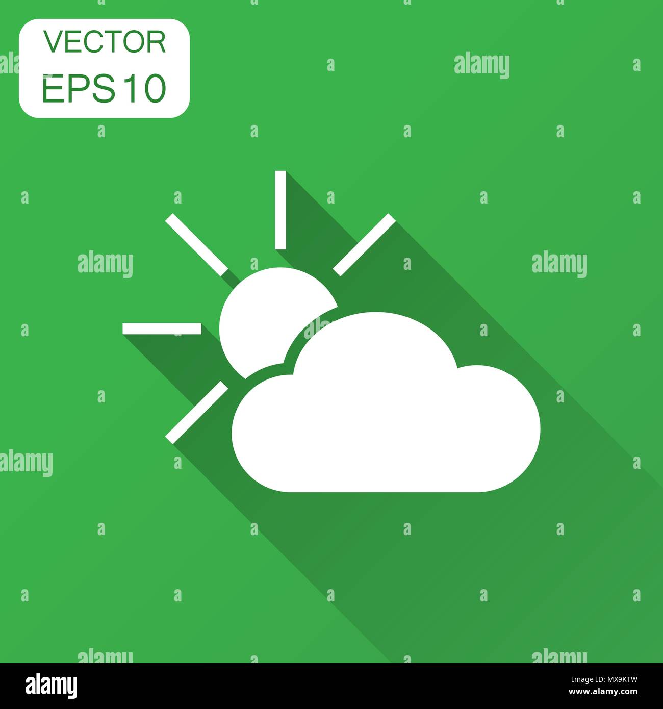 Weather forecast icon in flat style. Sun with clouds illustration with ...