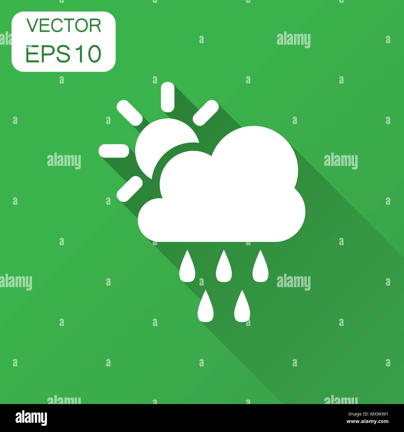 Weather forecast icon in flat style. Sun with clouds illustration with ...