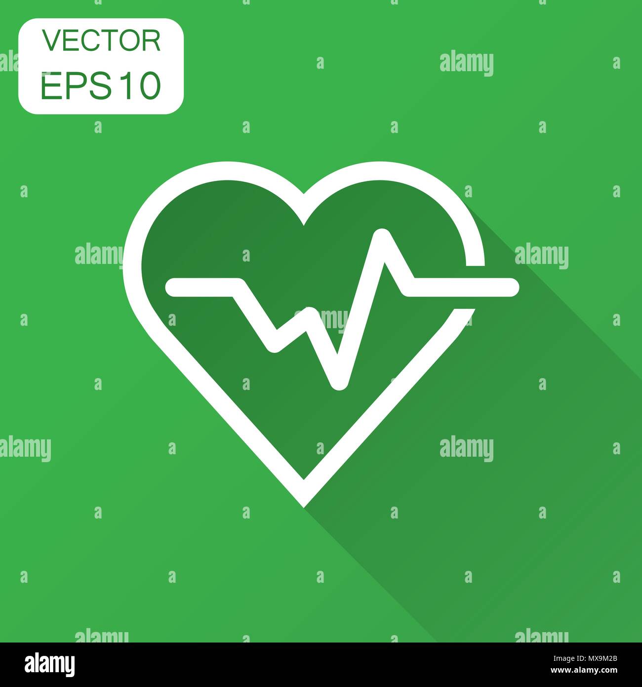 Heartbeat line with heart icon in flat style. Heartbeat illustration ...