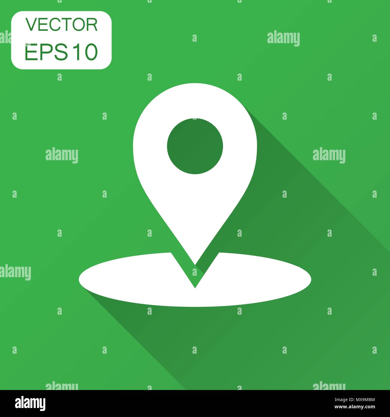 Map pointer in flat style. Gps navigation mark illustration with long shadow. Pointer ...