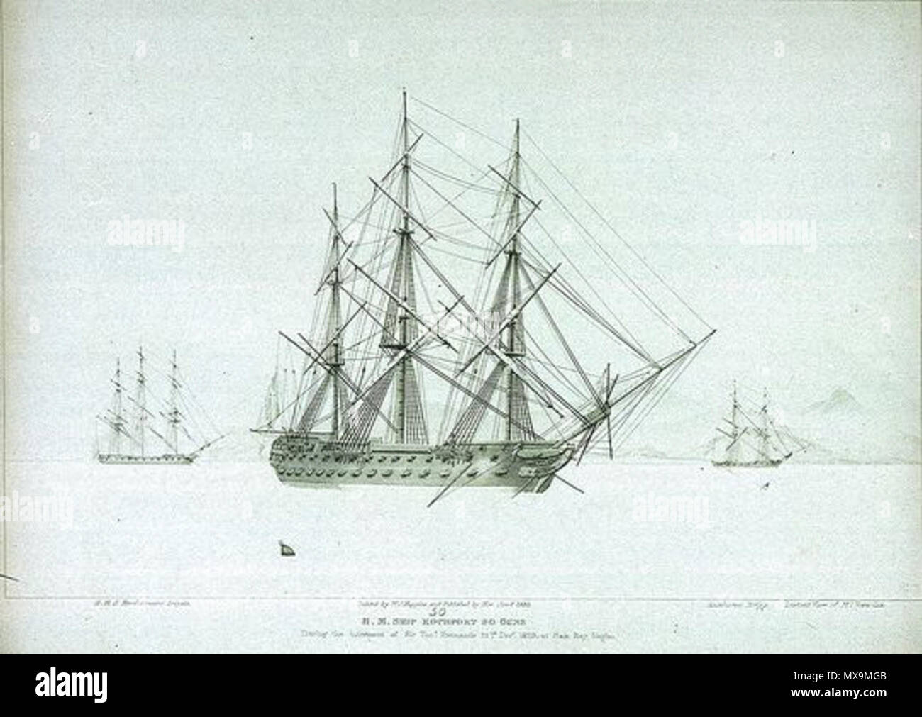 . H.M. Ship Rochfort (80), frigate H.M.S. Revolutionaire, brig ...