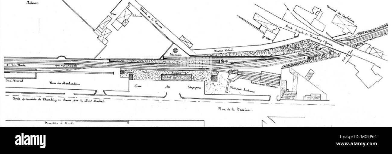 235 Gare de Chambéry - Plan des installations (1854 Stock Photo - Alamy