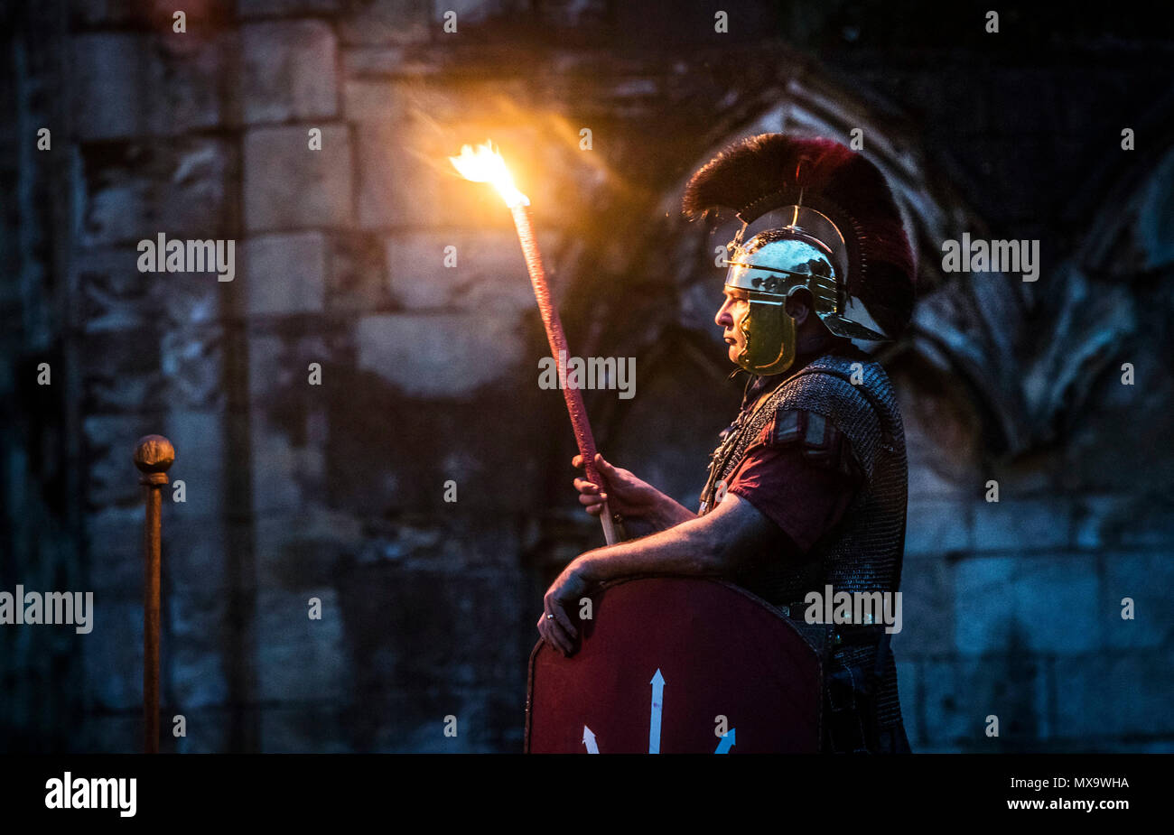 Roman legionnaires descending on historic city york hi-res stock ...