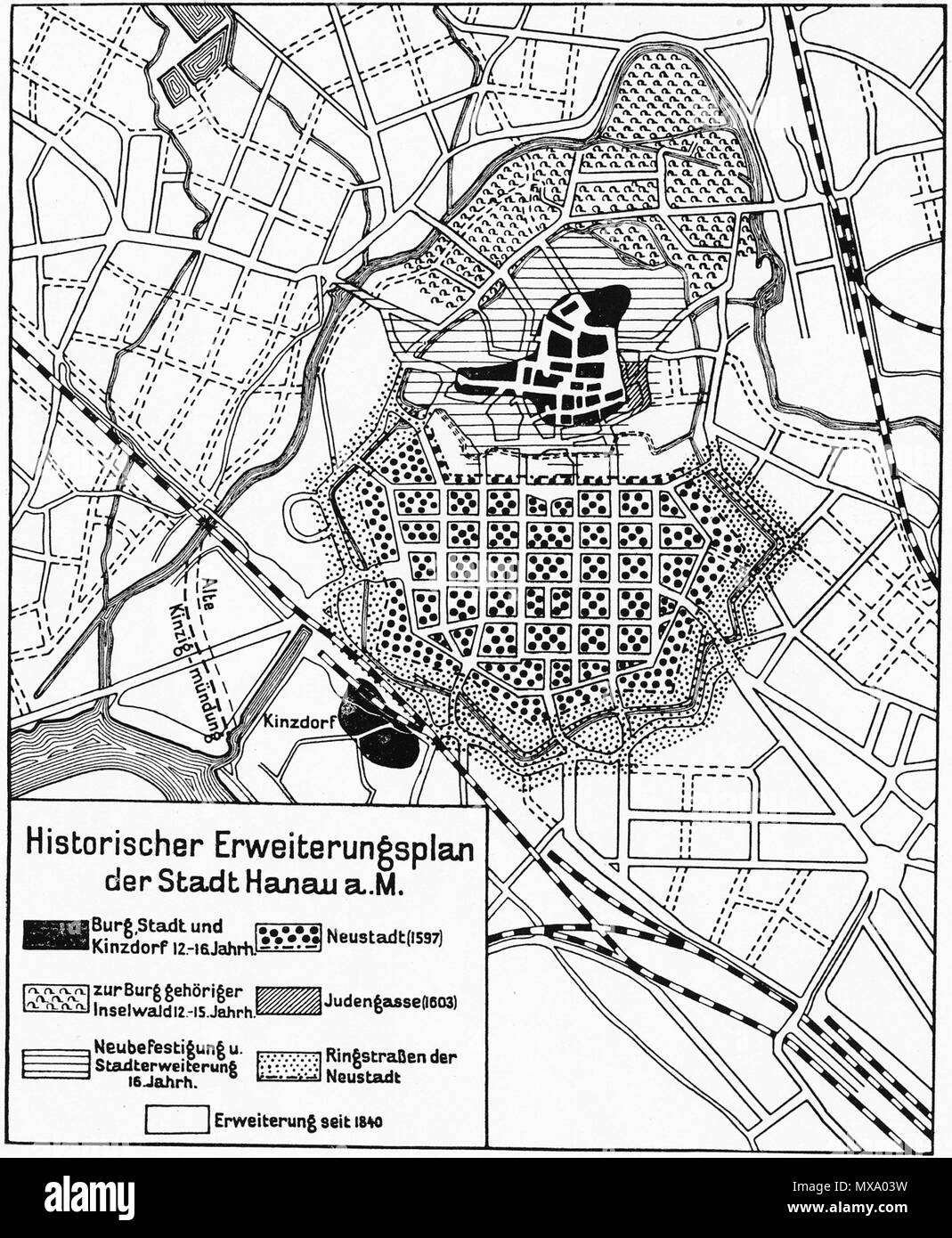 . Übersichtskarte zur Erweiterung der Städte Hanau . 1932. Vermutl ...