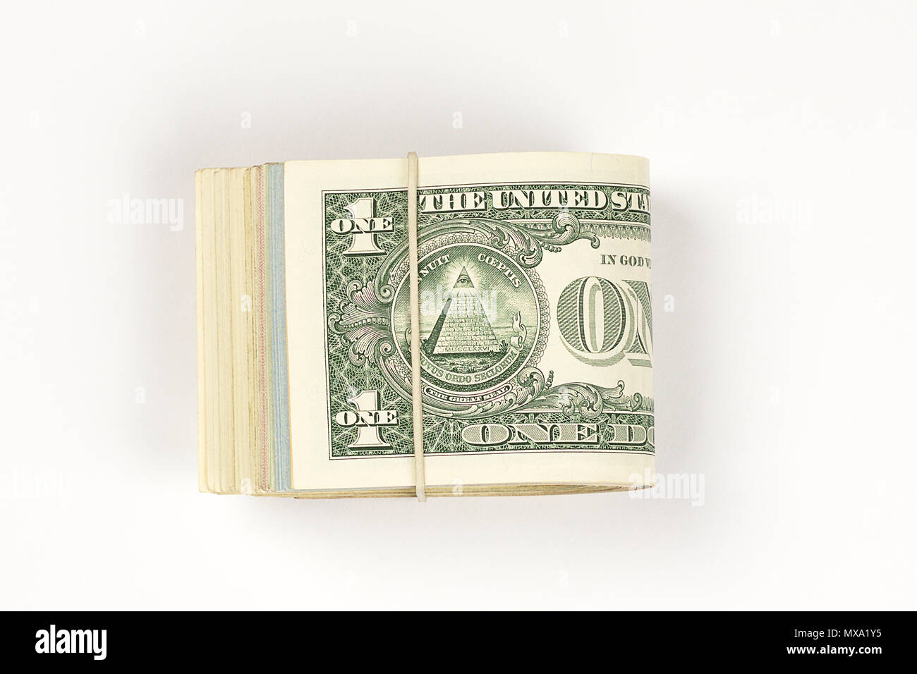 Stack of USA 1 dollars isolated on white background Stock Photo - Alamy