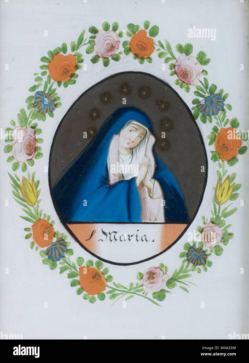 . Deutsch: Hl. Maria, . early 19th century 280 Hinterglasbild Maria 19 ...