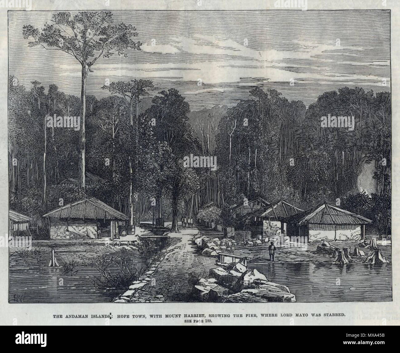 . English: Four views of the Andaman Islands prison colony, where Lord ...