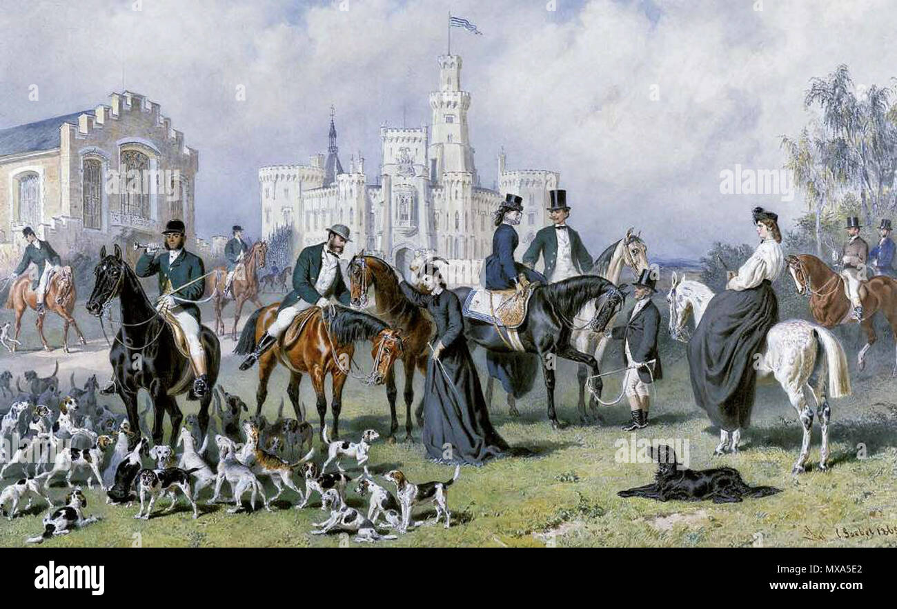 . English: Hunting scene in Hluboka 1865 . 1865. Ferdinand Runk 288 ...