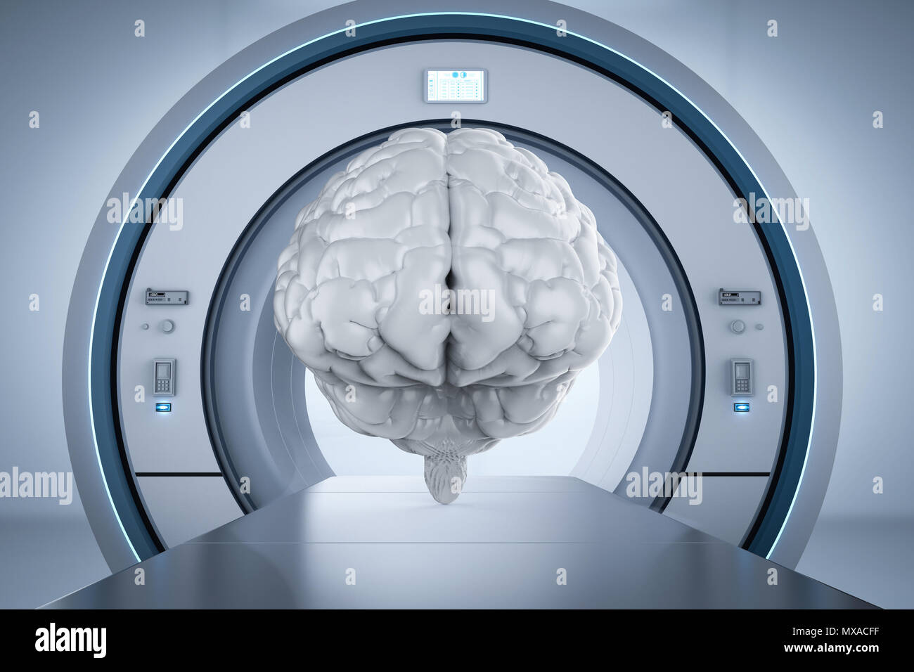 3d rendering human brain with mri scan machine Stock Photo - Alamy
