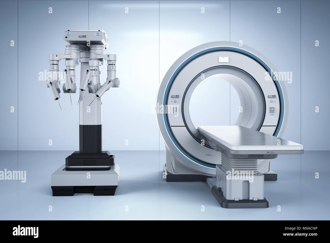 3d rendering mri scan machine with robot surgery Stock Photo - Alamy