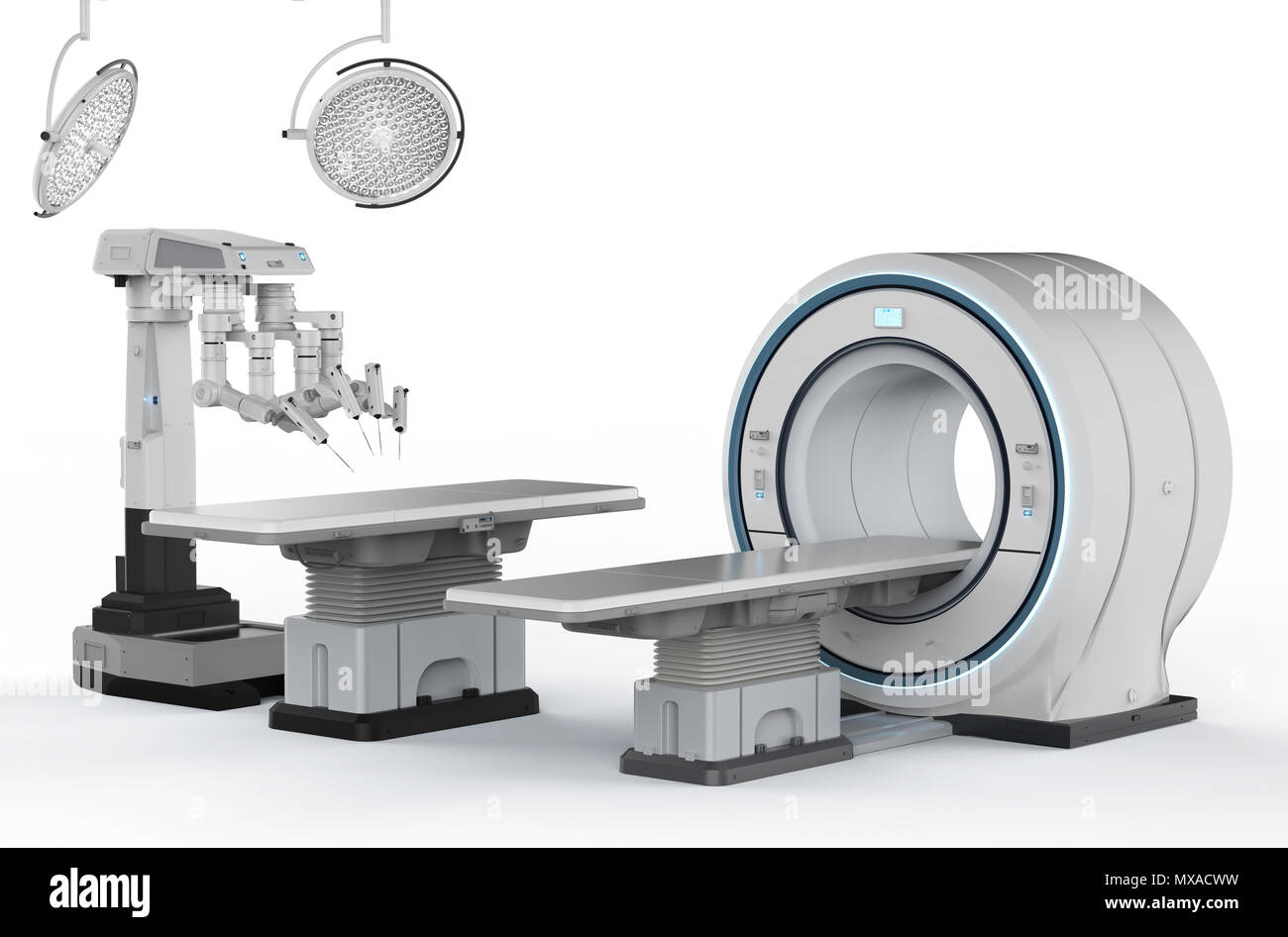 3d rendering mri scan machine with robot surgery Stock Photo - Alamy