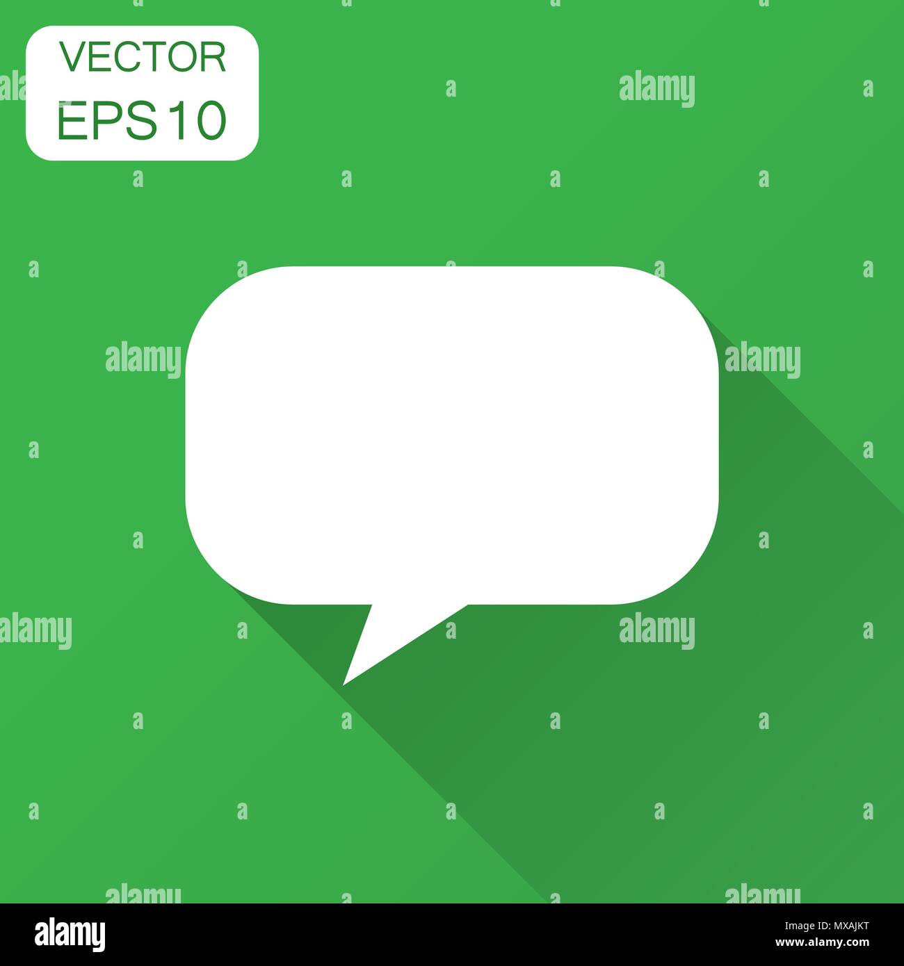 Blank empty speech bubble vector icon in flat style. Dialogue box with long shadow. Speech ...