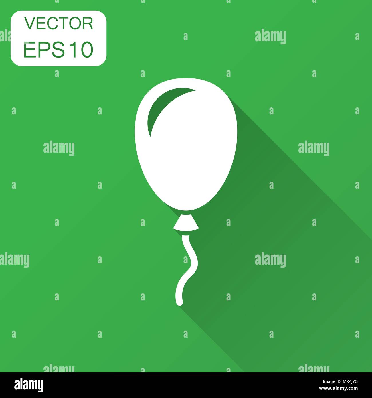 Air balloon flat vector icon. Birthday baloon illustration with long ...