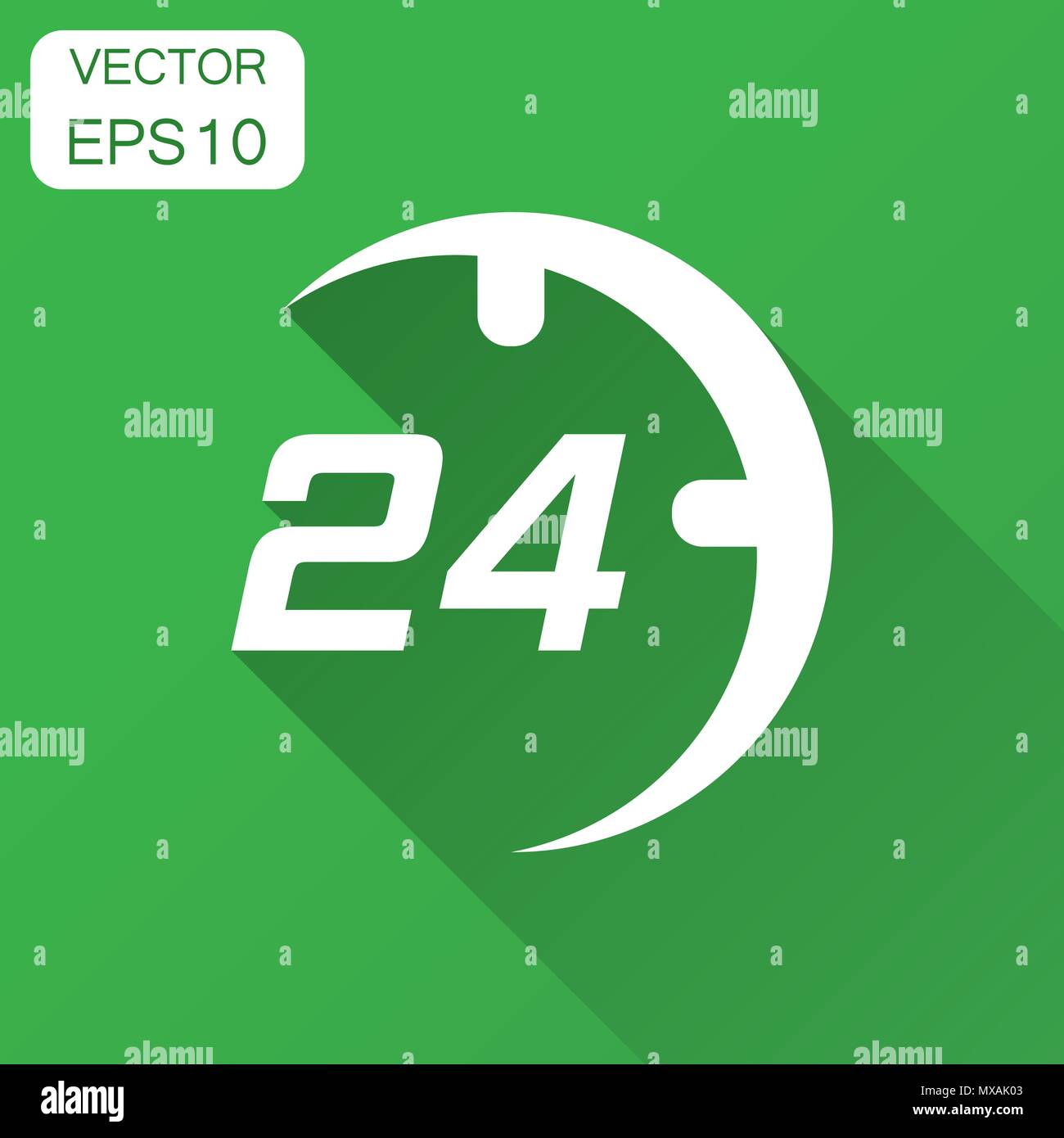 Technical support 24/7 vector icon in flat style. Phone clock help ...