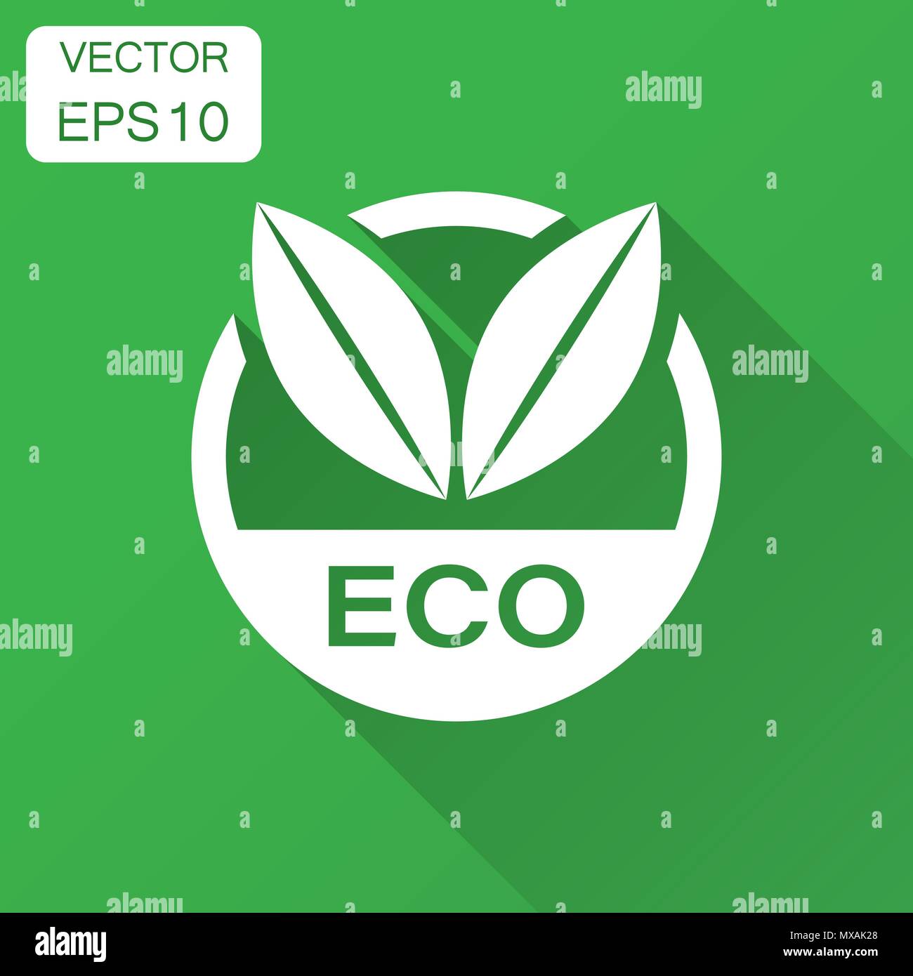 Eco label badge vector icon in flat style. Organic product stamp ...