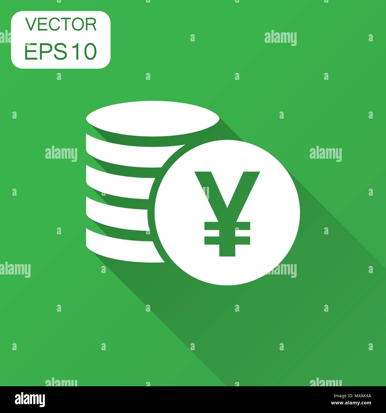 Yen, yuan money currency vector icon in flat style. Yen coin symbol ...