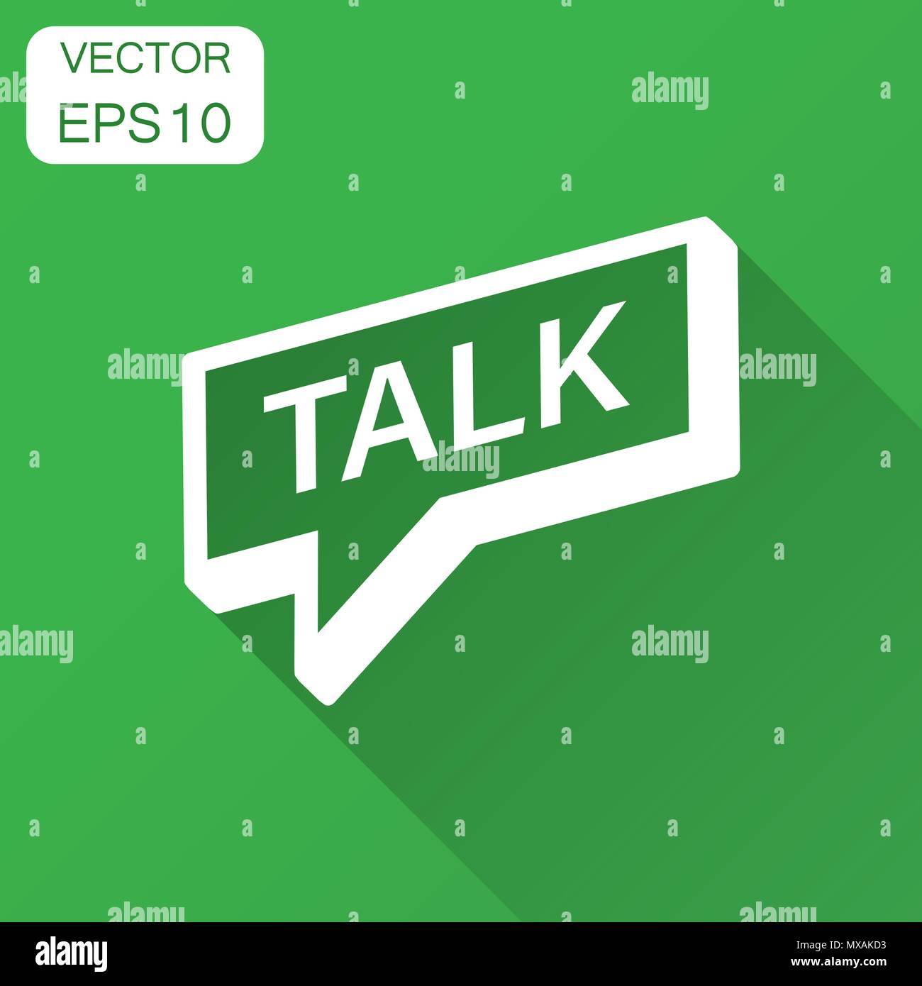 Talk icon in flat style. Speech bubble illustration with long shadow ...