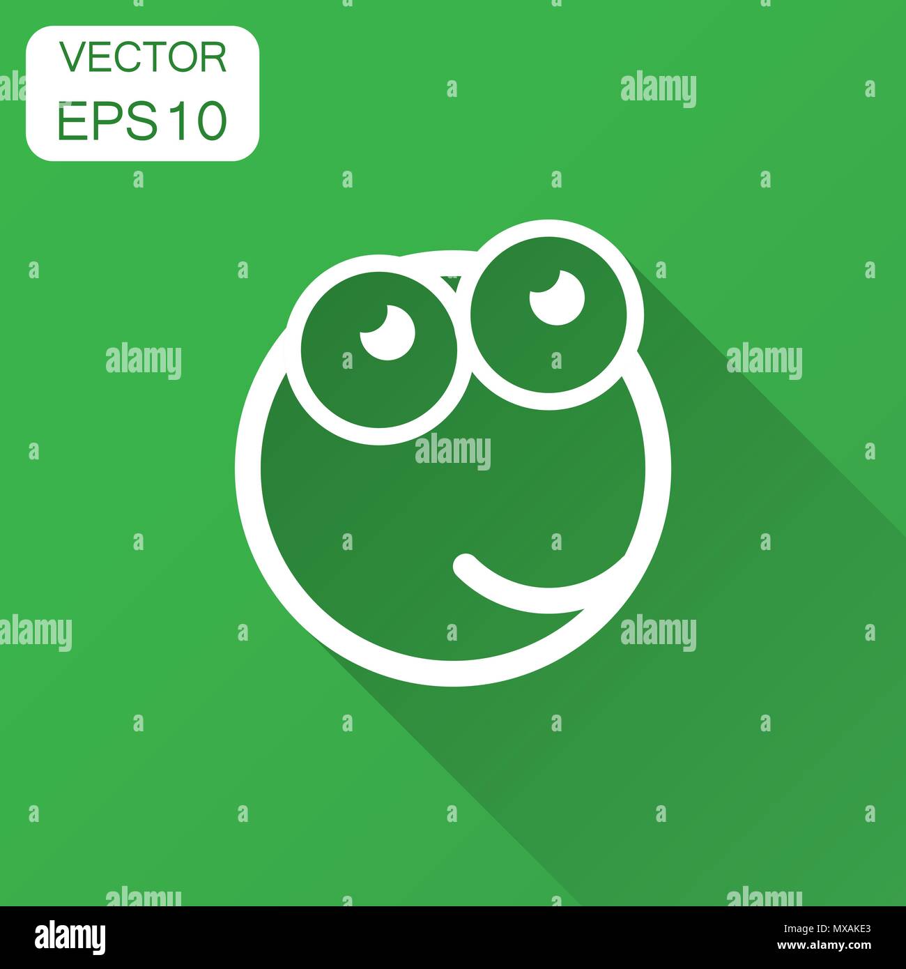 Cartoon face icon in flat style. Smiley face illustration with long ...