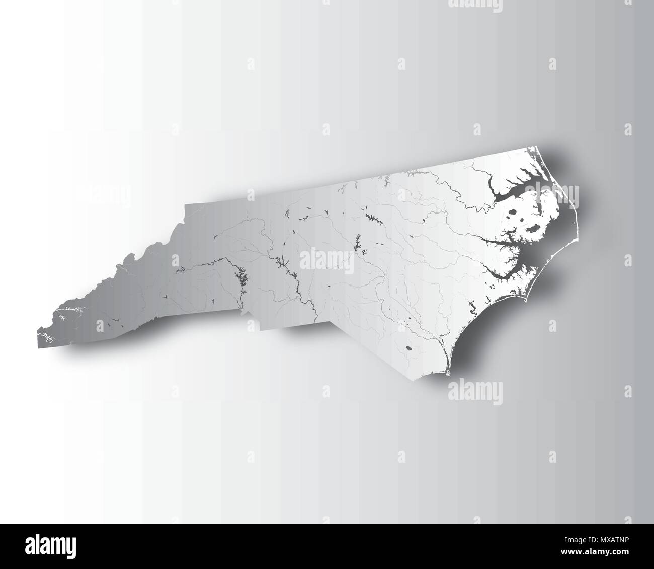 U.S. states - map of North Carolina with paper cut effect. Hand made ...