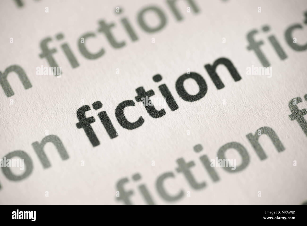 word fiction printed on white paper macro Stock Photo - Alamy