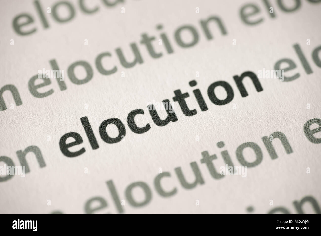 word elocution printed on white paper macro Stock Photo - Alamy