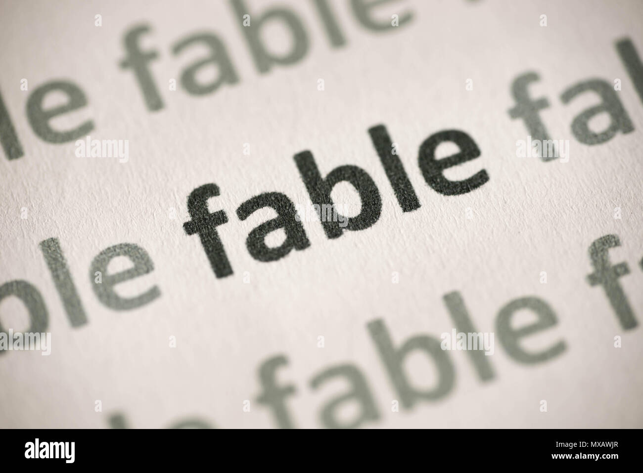 word fable printed on white paper macro Stock Photo - Alamy