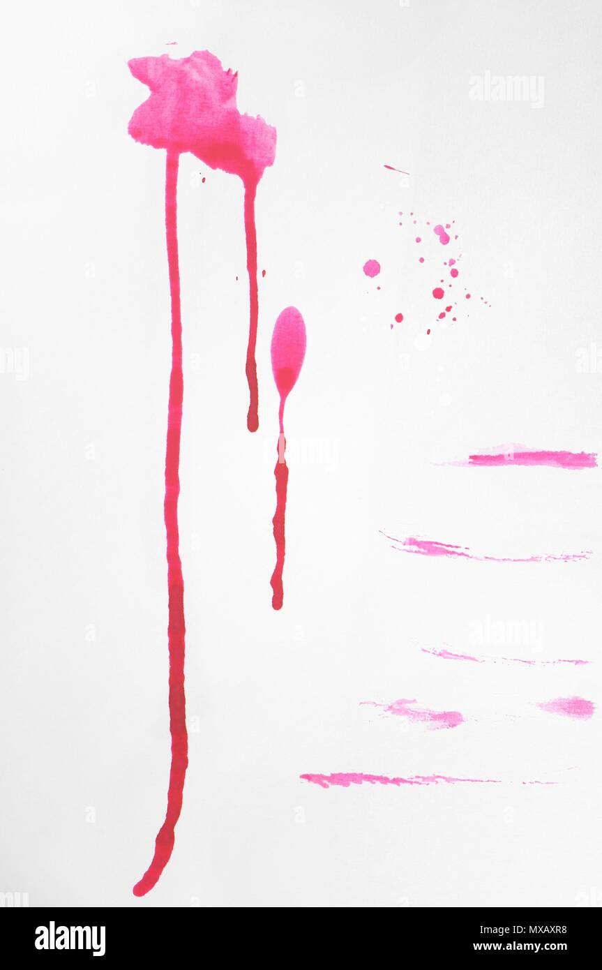 Red ink splash isolated on white cotton paper. Design element Stock ...