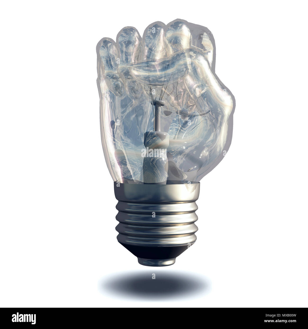 Light bulb in shape of human fist Stock Photo - Alamy
