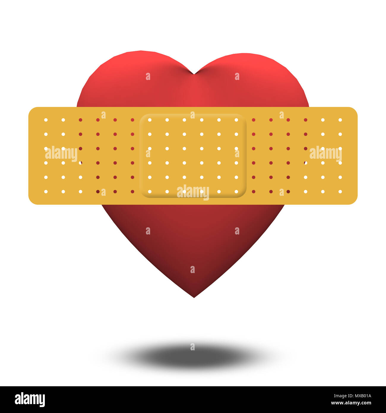 Classic Heart shape with bandaid Stock Photo - Alamy
