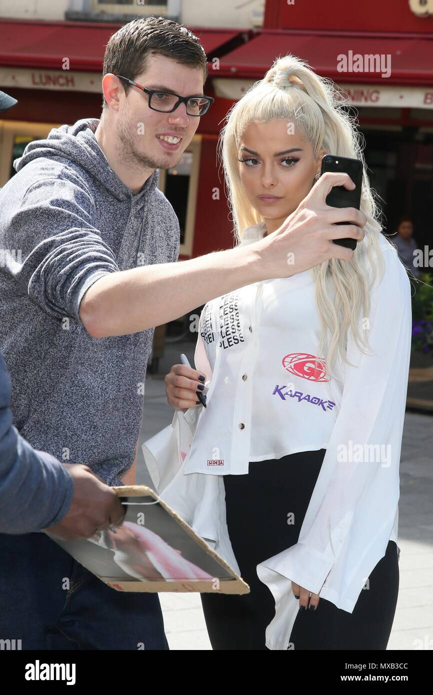 Bebe Rexha seen at Global studios for radio interviews Featuring: Bebe ...