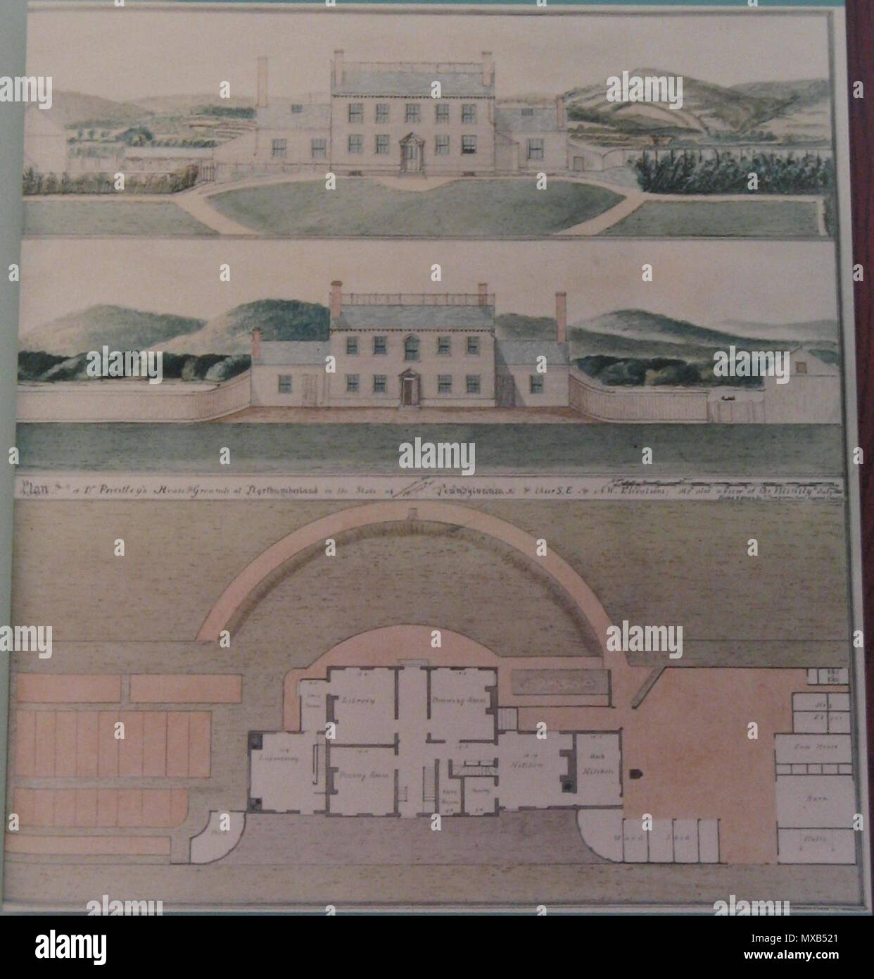 . English: T. Lambourne's plan for the Joseph Priestley House. Français ...