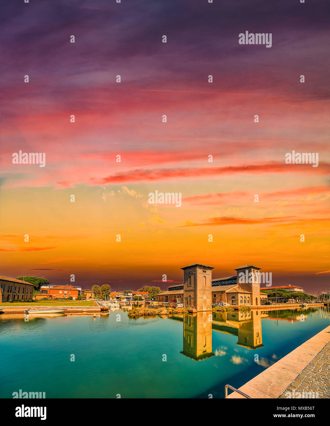 harbour channel in ancient sea village Stock Photo - Alamy