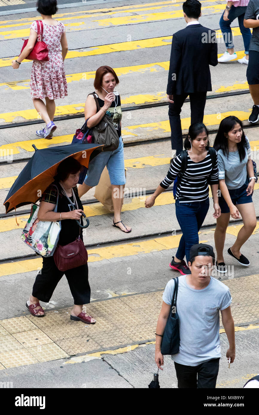 Pedestrian crossing at Central, Hong Kong, SAR, China Stock Photo - Alamy