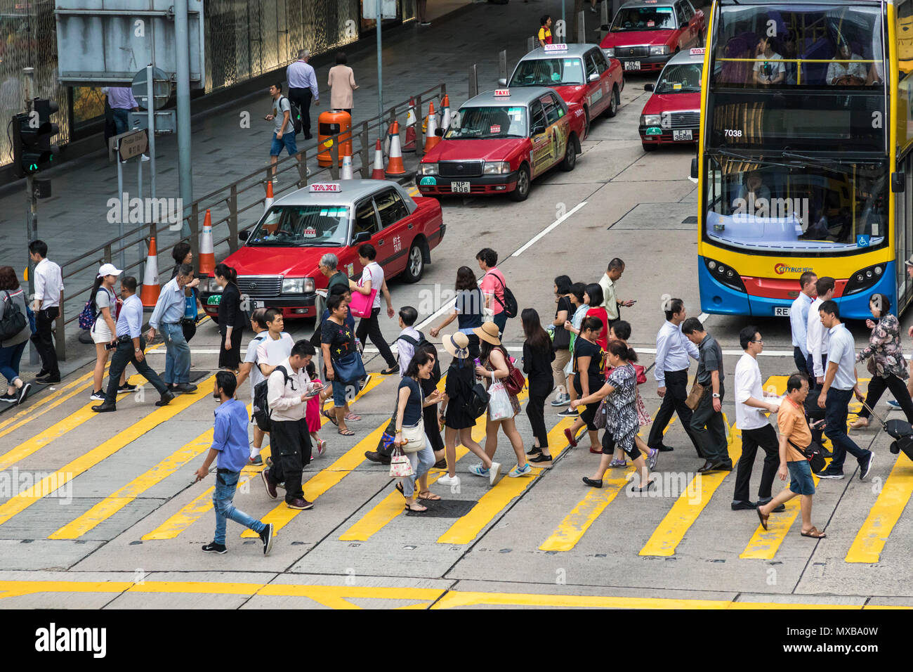 Pedestrian crossing at Central, Hong Kong, SAR, China Stock Photo - Alamy