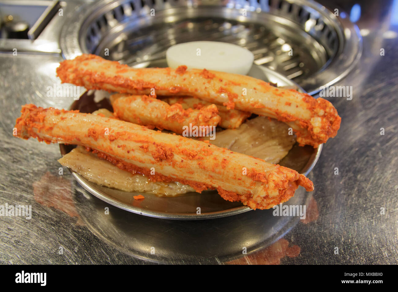 Gopchang-gui, Korean Grilled Beef Tripe Stock Photo - Alamy