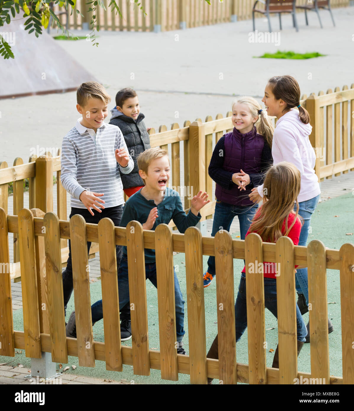 Happy Group Children Playing Chasing High Resolution Stock Photography ...