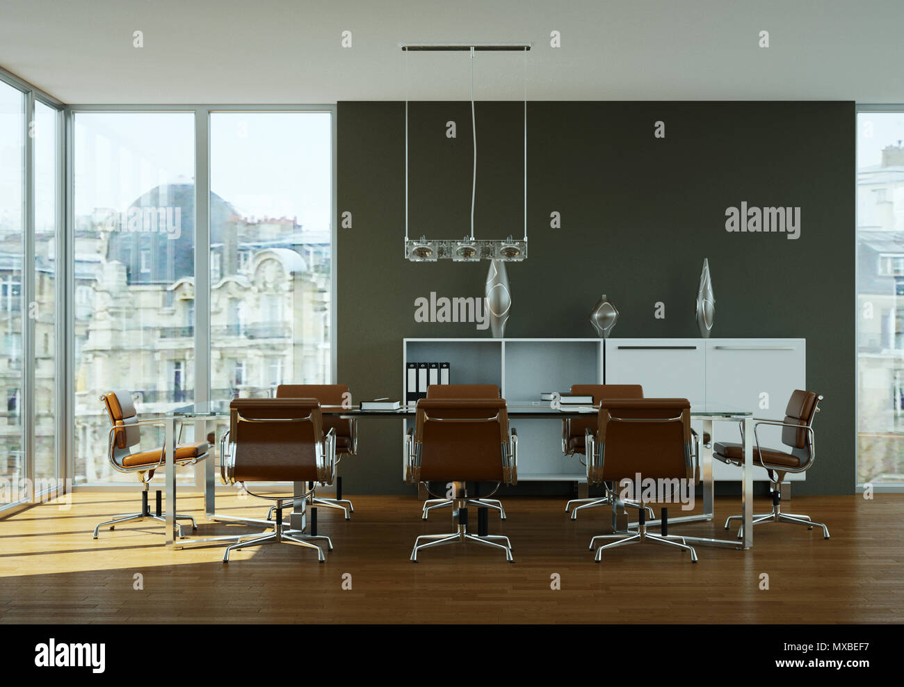 Modern conference room interior design. 3d rendering Stock Photo - Alamy