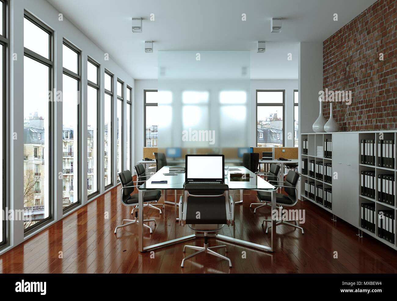 Modern conference room interior design. 3d rendering Stock Photo - Alamy