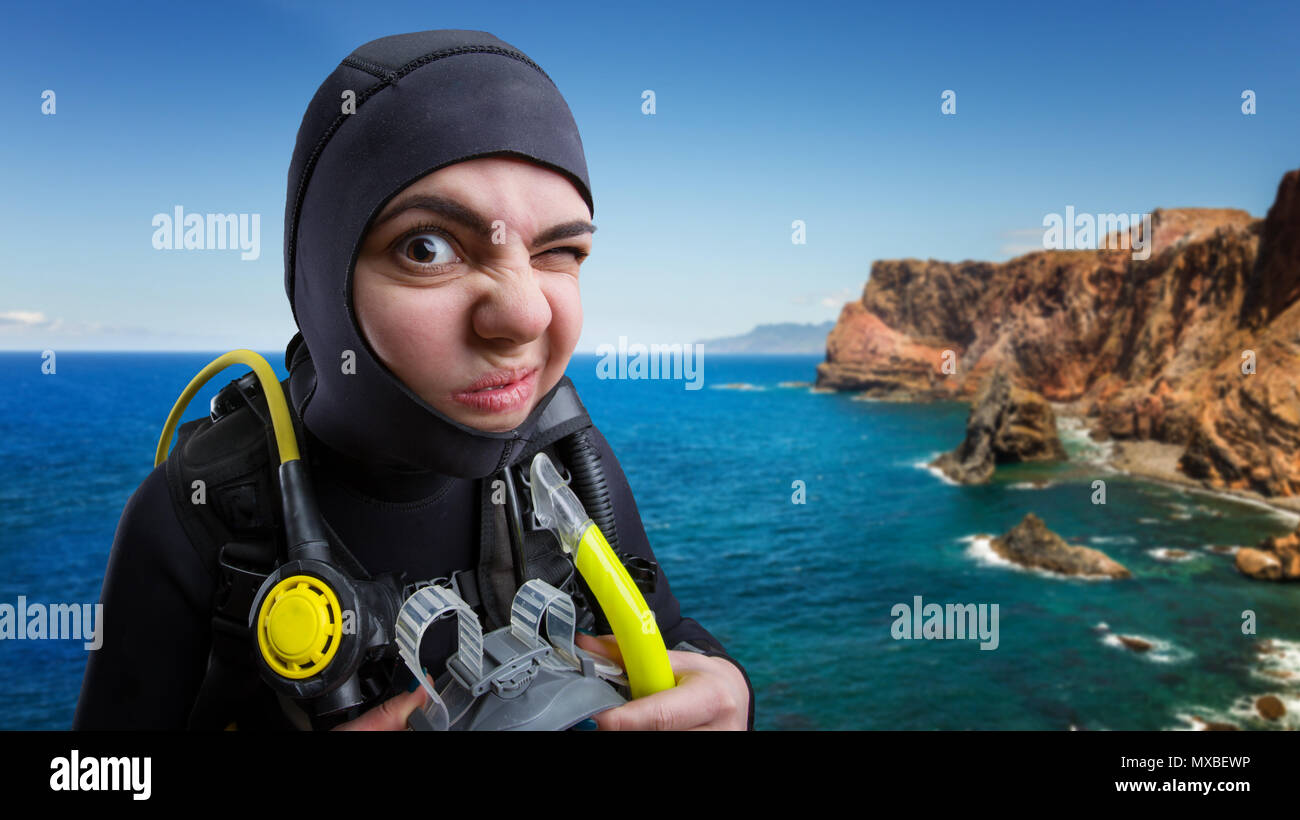 Wetsuit Sea Diving Gear Woman High Resolution Stock Photography and ...