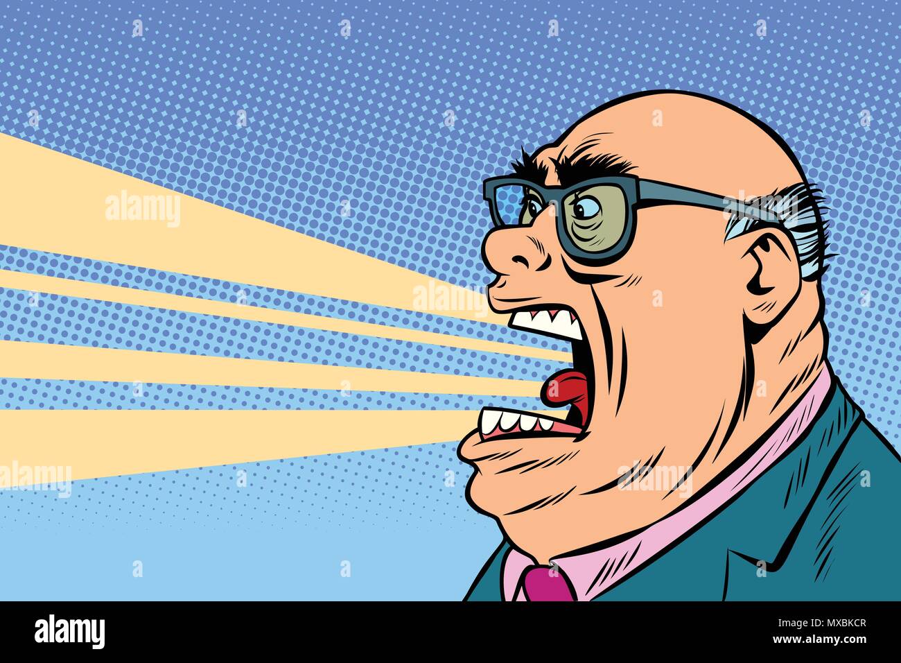 angry boss yells. Comic book cartoon pop art retro illustration Stock ...