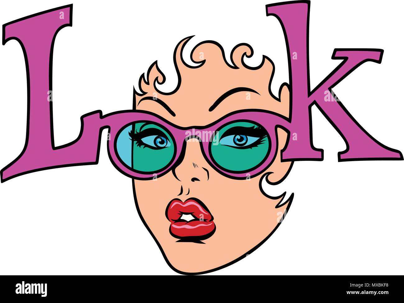 Look Fashion Women Glasses Isolate On White Background Comic Book