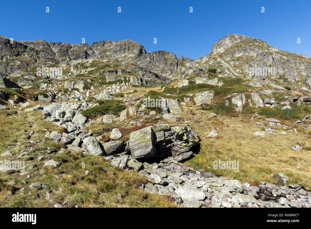 Trail to climbing Malyovitsa peak, Rila Mountain, Bulgaria Stock Photo ...