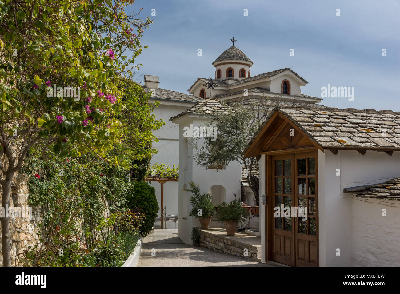 Inside view of the Archangel Michael Monastery in Thassos island, East ...