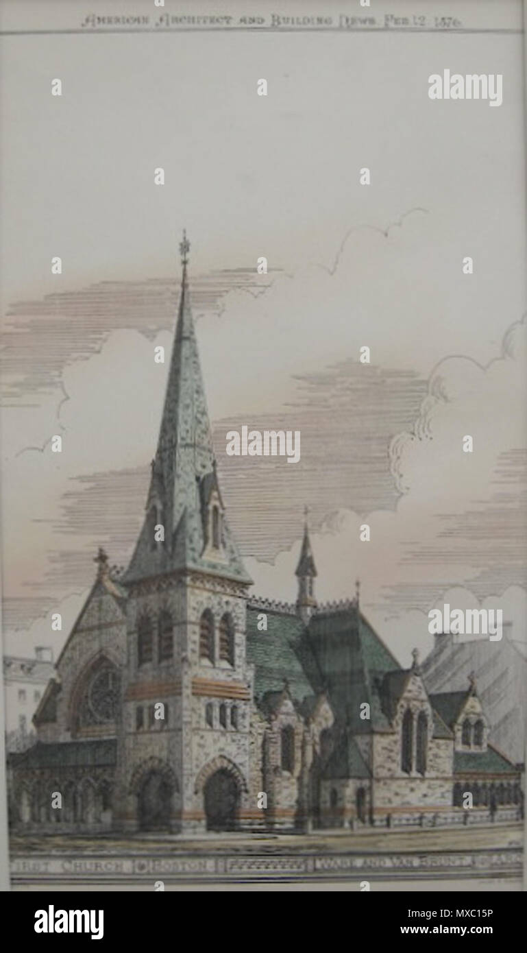 . First Church, Boston, on Marlborough St. 1876. Artist unknown 10 1876 ...