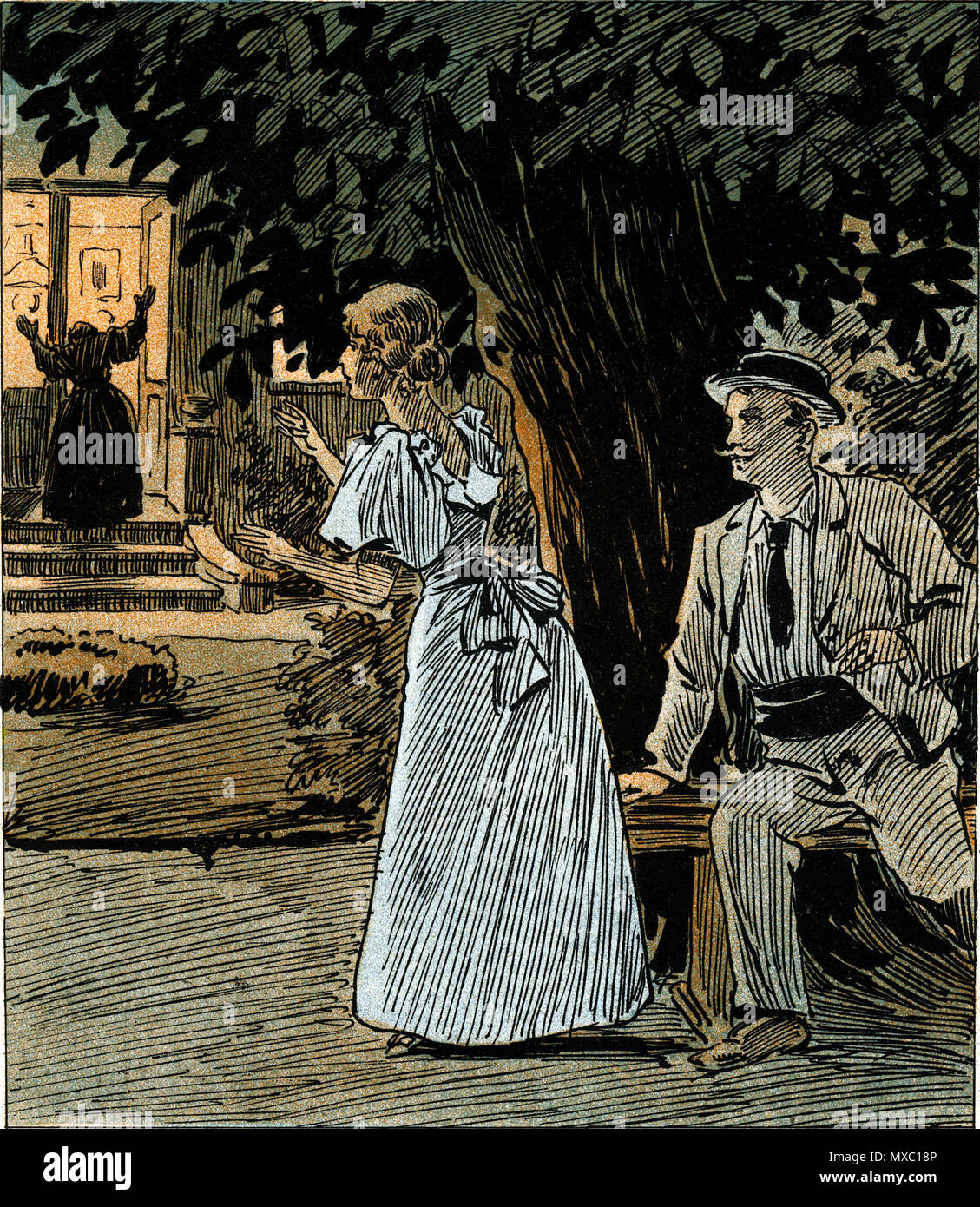 . English: Countryside. The young lady: For Heaven's sake, sweet aunt ...