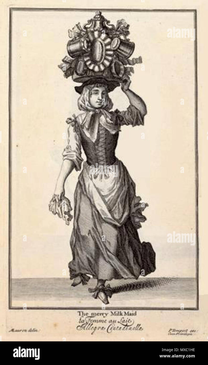 . The Merry Milk Maid from the The Cryes of London series . circa 1688 ...