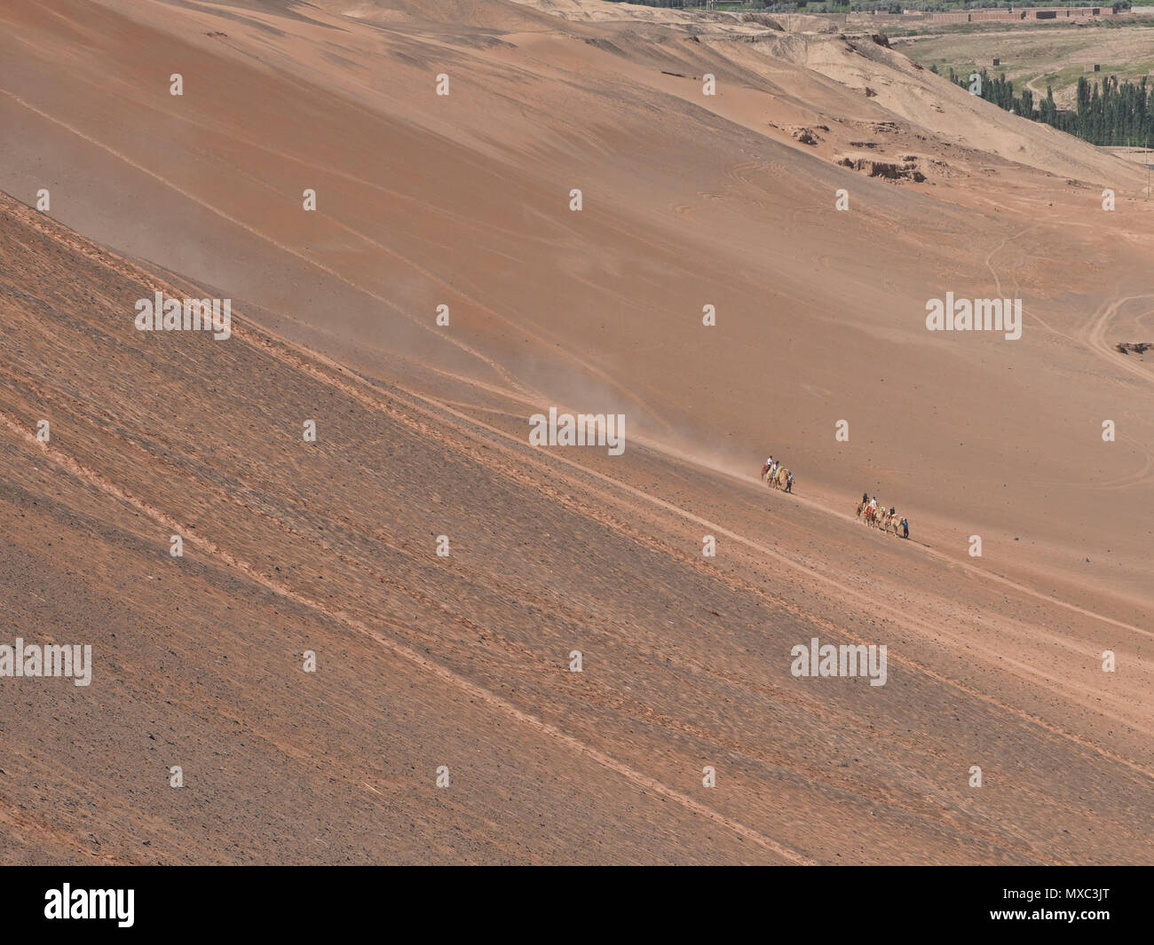 Camel riders in the Flaming Mountains, Turpan, Xinjiang, China Stock ...