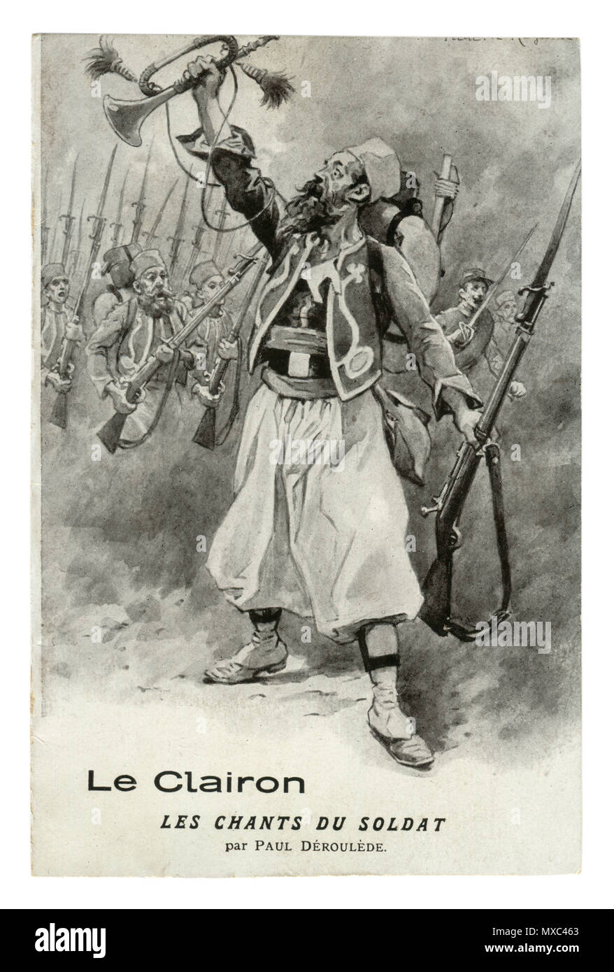 French historical postcard: The old bugler leads the soldiers to the ...