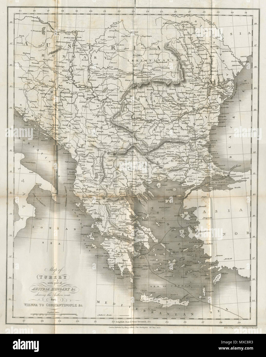 . English: Map of Turkey with part of Austria, Hungary &c showing the ...