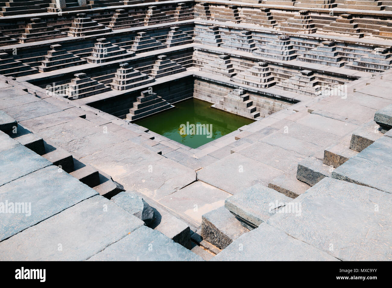 Pushkarani Stepped Tank, Ancient ruins in Hampi, India Stock Photo - Alamy
